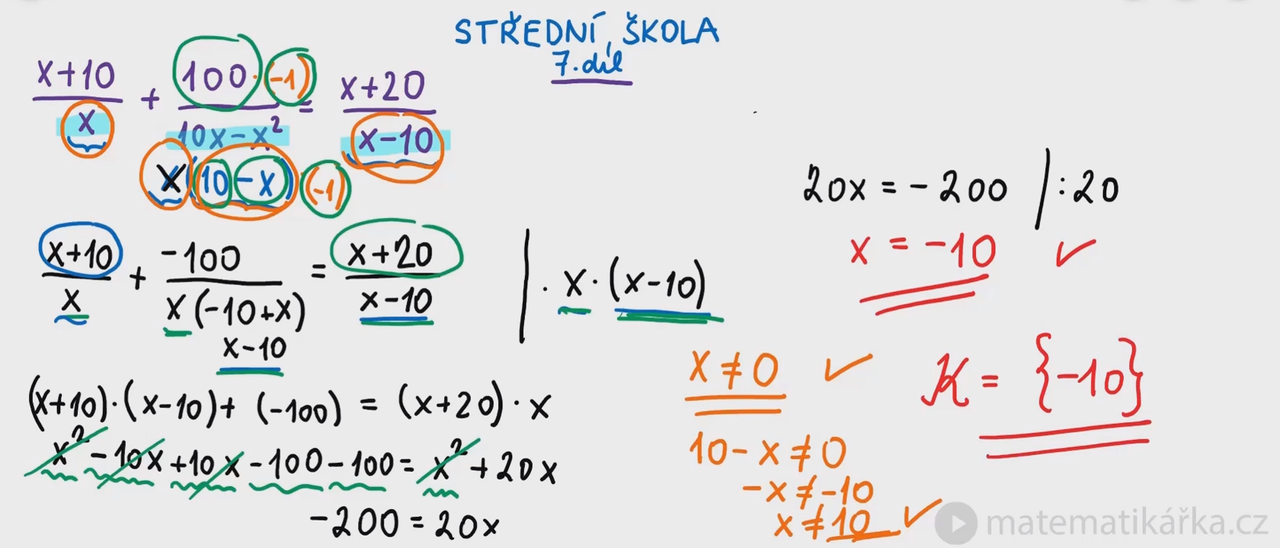Lekce matiky pro štředoškoláky 7: Lineární rovnice s neznámou ve ...
